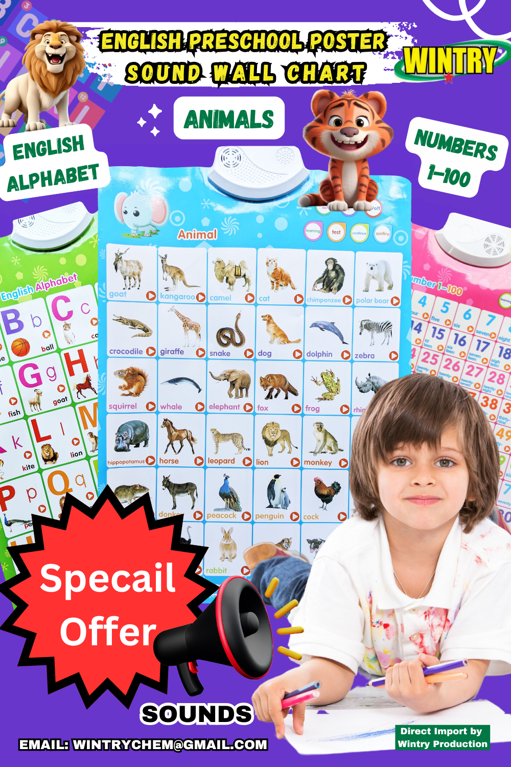 English Preschool Poster Sound Wall Chart Early Educational Toy ...