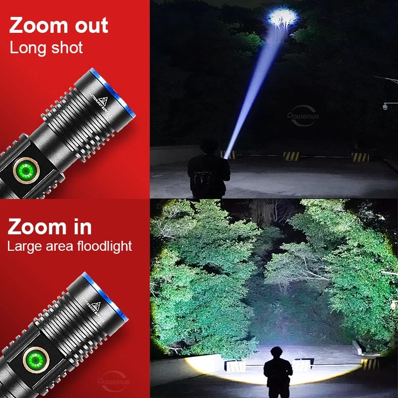 10000LM Rechargeable Flashlight 100W Ultra Powerful Flashlight Tactical ...