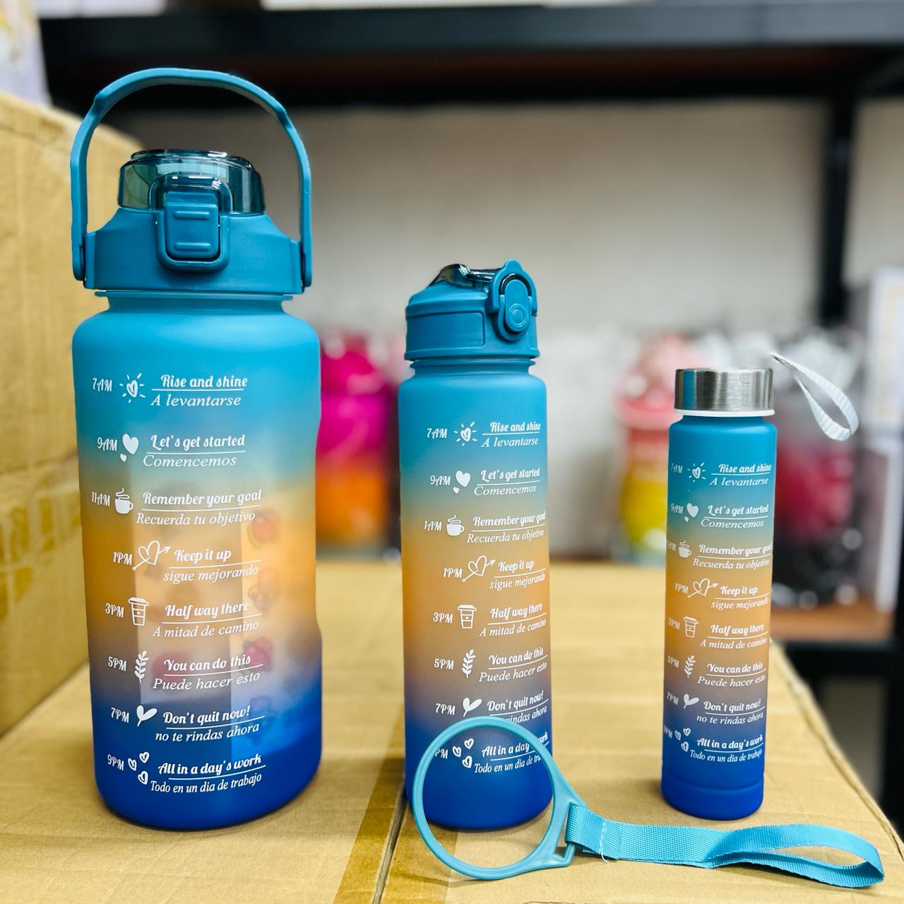 3Pcs Gradient Plastic Cup Set Large Capacity Sports 3 in 1 Water Bottle ...