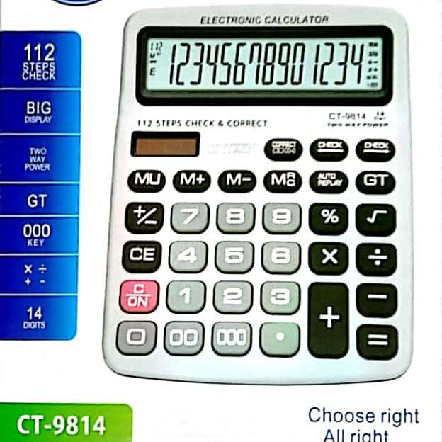 Desktop Calculator - CT-9814 - Large 14 Digit Display with Solar Dual ...
