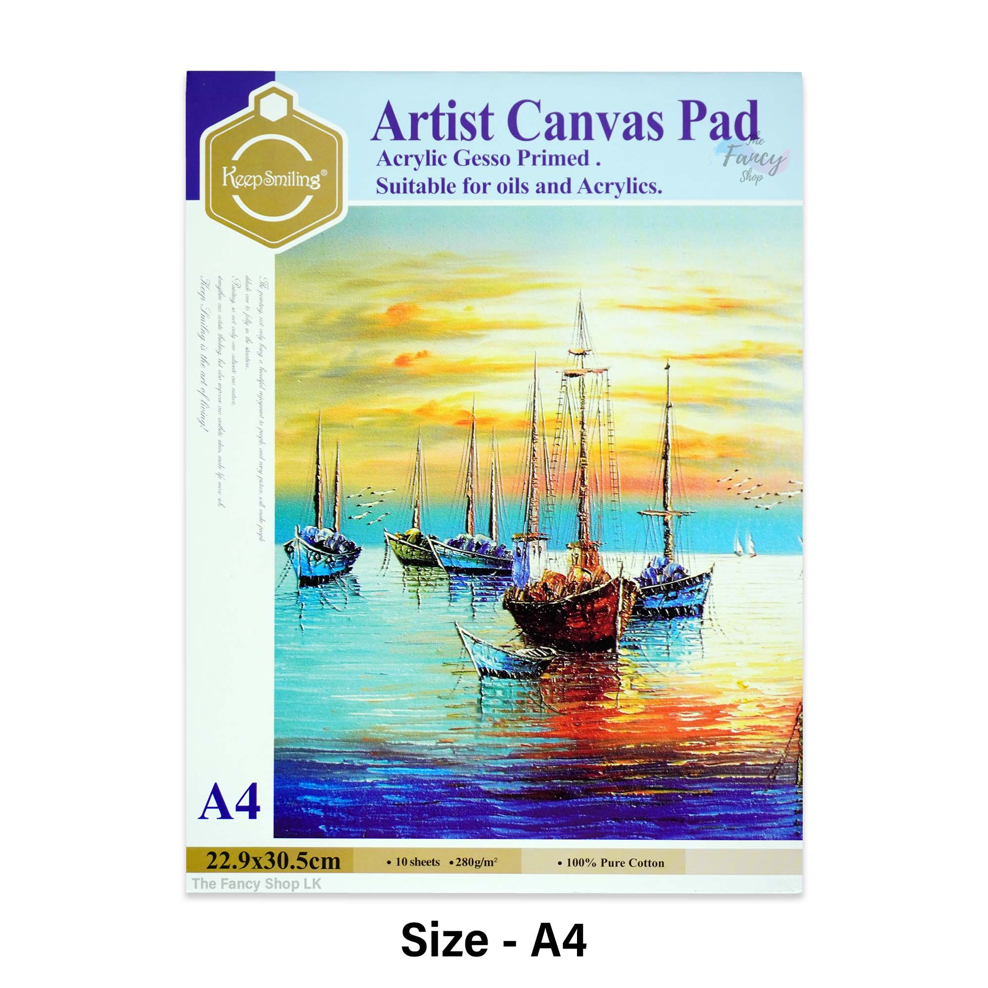 Keep Smiling Canvas Pad for Painting Acrylic Oil Gouache Gesso Primed ...