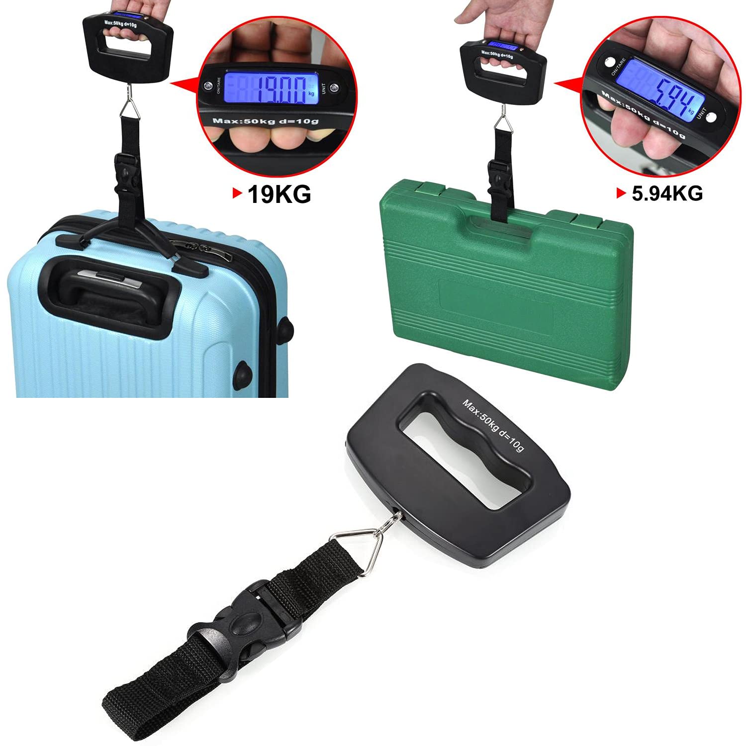 Portable Digital Luggage Scale, Weighing Scales for Suitcase, Suitcase ...