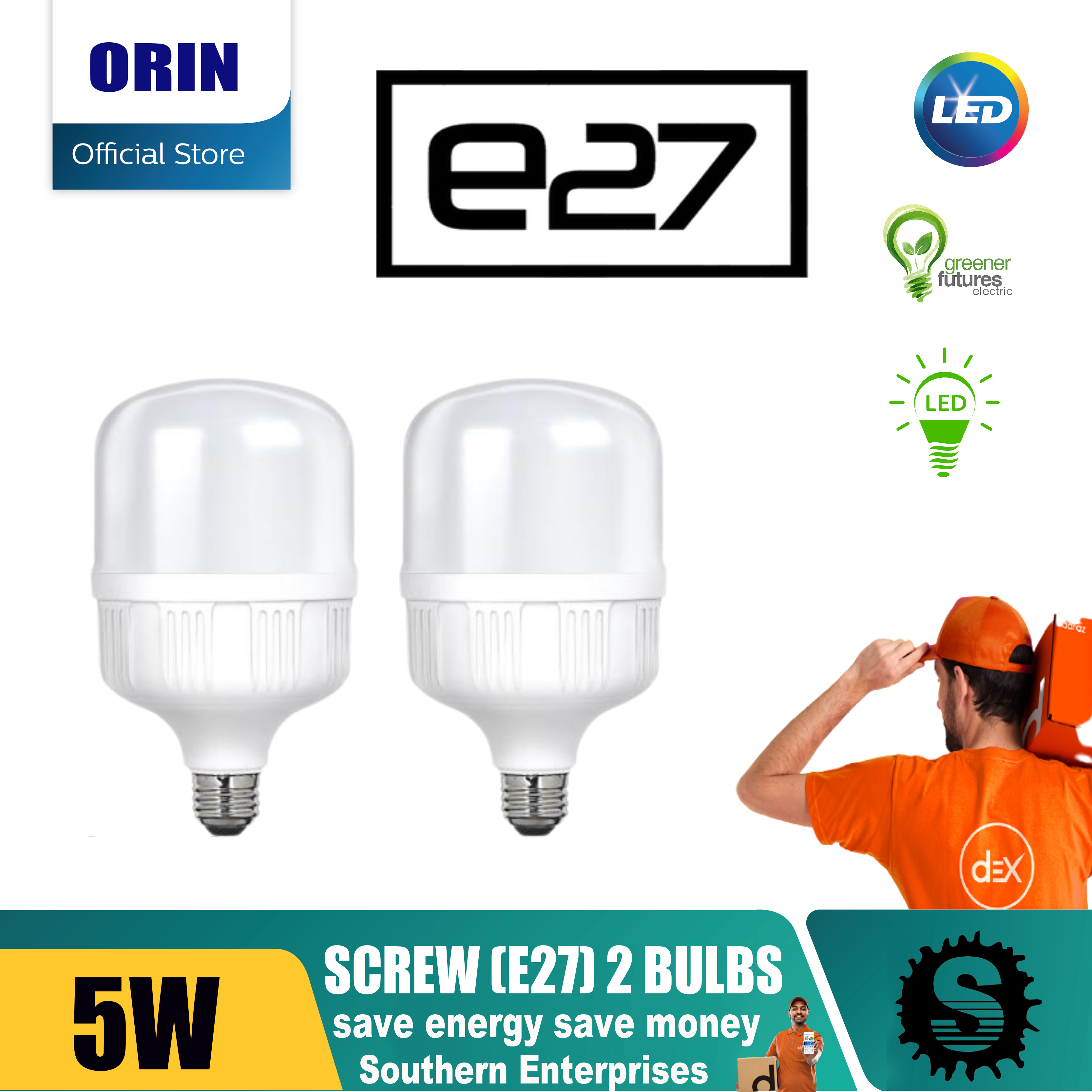 5W Screw Led Light Bulbs 2 In 1 Pack | Daraz.lk