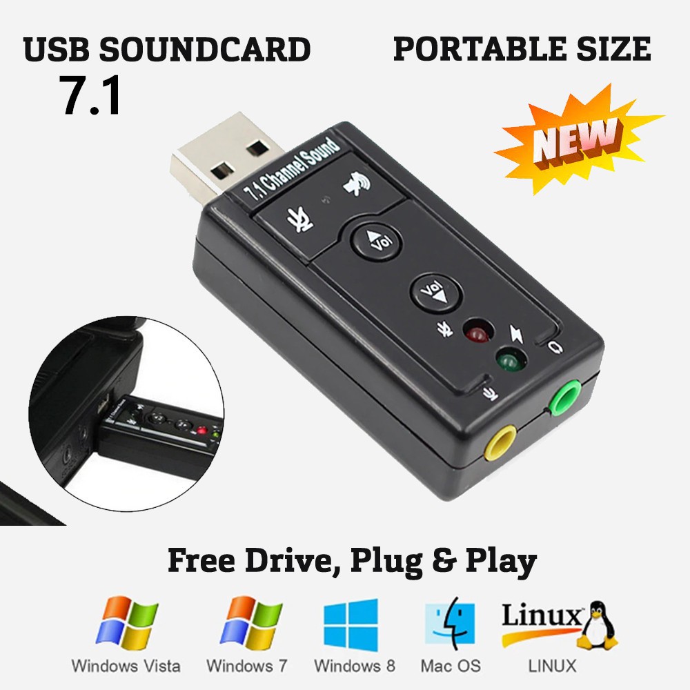 Usb 7.1 Channel Sound Card Adapter External Usb Audio Adapter Mic Speaker Audio Interface For Pc ...