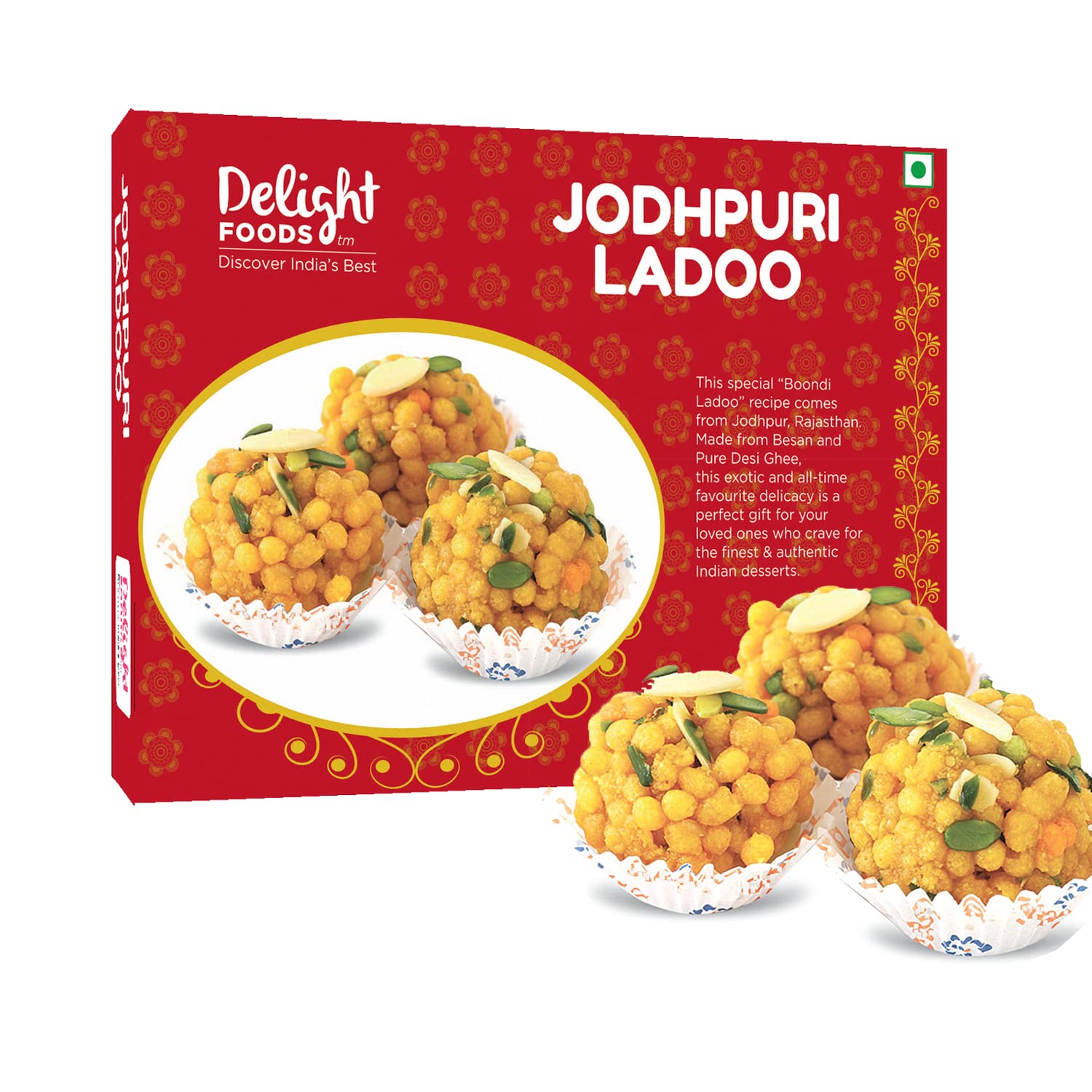 Delight Foods Desi Ghee Regular Jodhpuri Boondi Ladoo Pack, 400 G ...