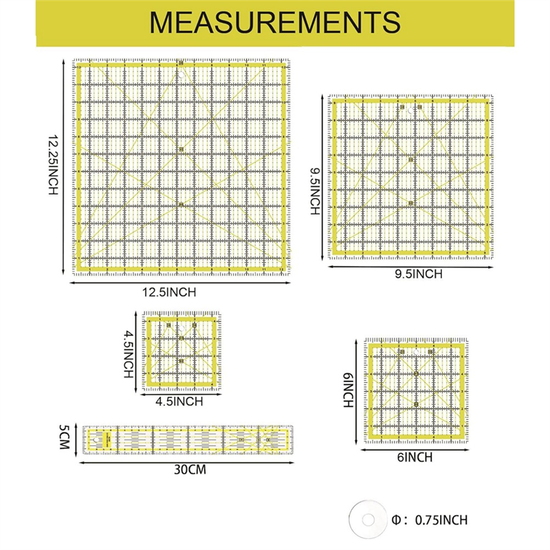 Clear Acrylic Rulers Fabric Cutting Ruler for Craft Projects Quilting ...