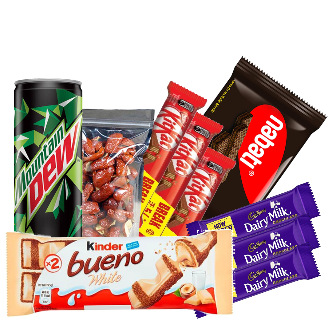 On the GO! Bundle offer; Mountain DEW Tin,Kinder Bueno White,Cadbury x3 ...
