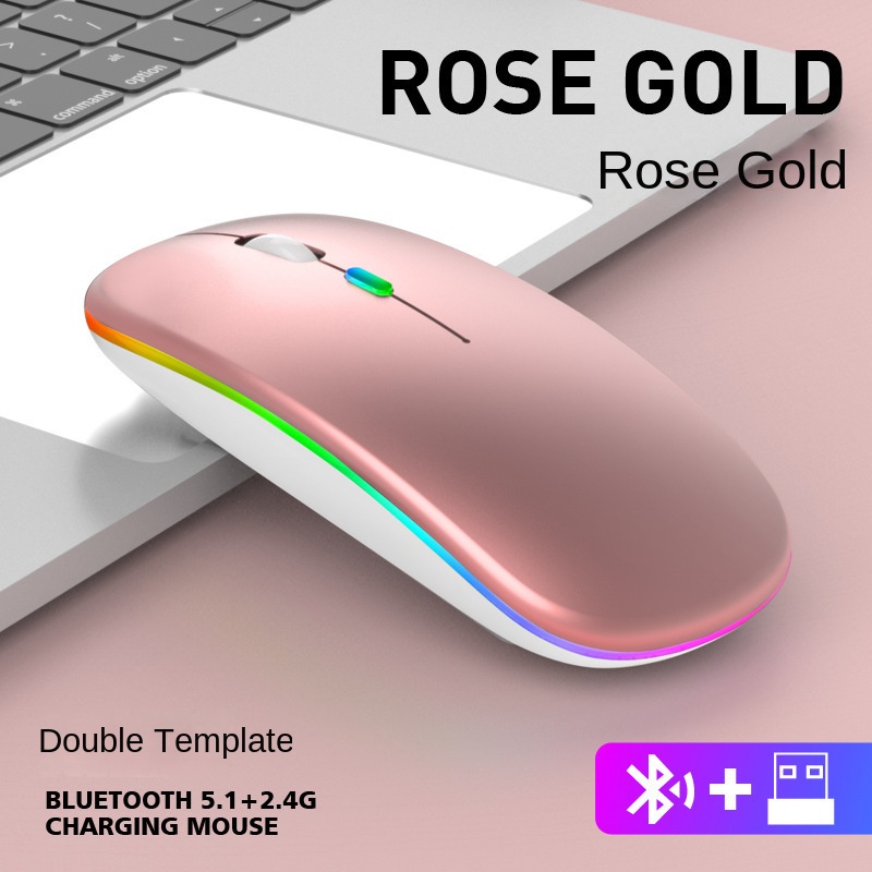 Bluetooth Wireless Mouse With USB, Bt5.2 Rechargeable RGB Mouse For ...