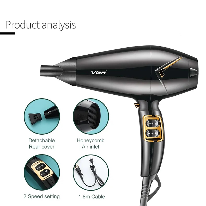 VGR Hair Dryer Professional Hair Dryer Machine Negative Ion Chaison Hair Dryer Hot and Cold ...