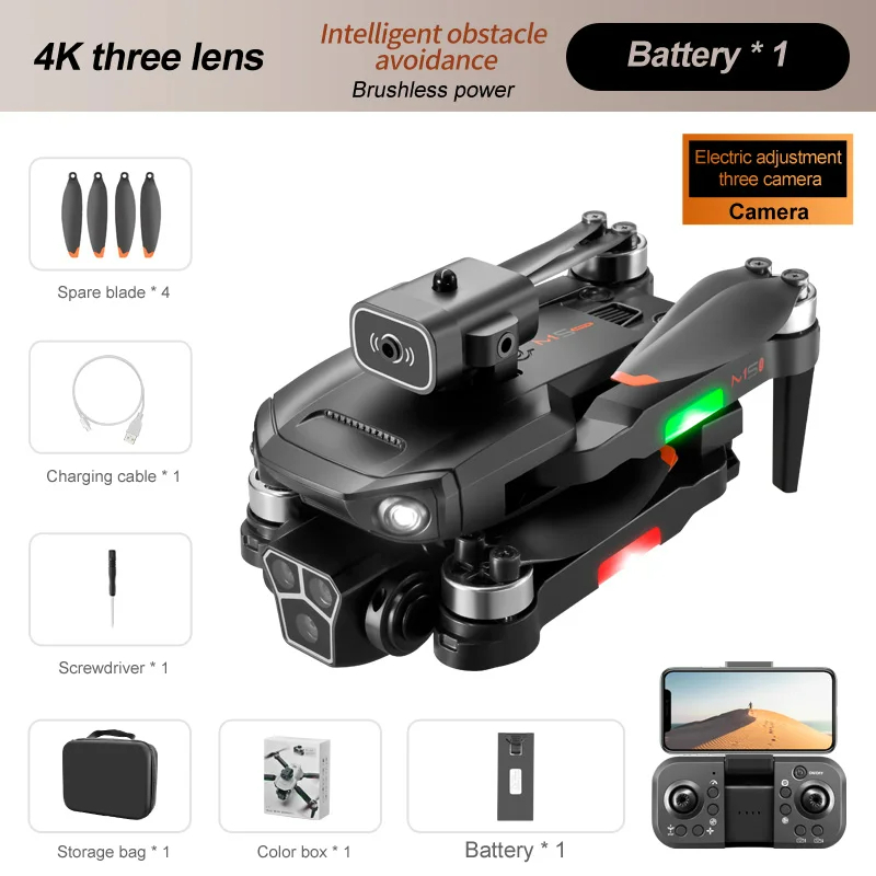 New M1s Mini Drone 4K Professinal Three Camera Wide Angle Optical Flow ...
