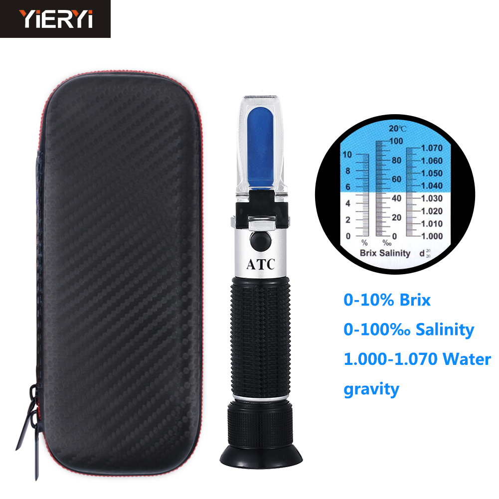 YIERYI Salinity Refractometer Brix Refractometer Sea Salinity Meter Salt Water Concentration ...