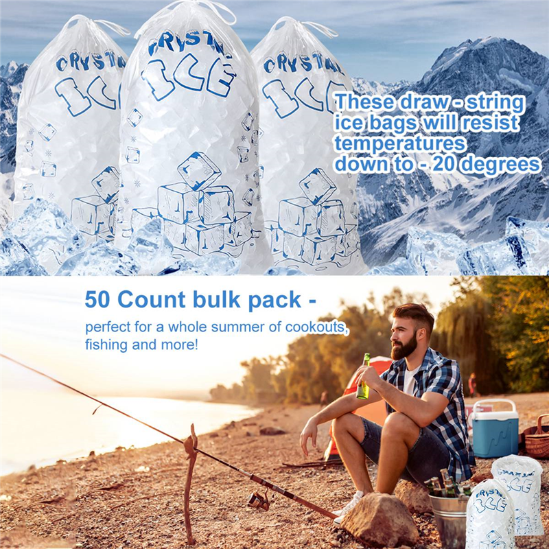 100 Count Ice Bags for Ice Machine, Heavy-Duty Reusable Ice Cube Bags ...