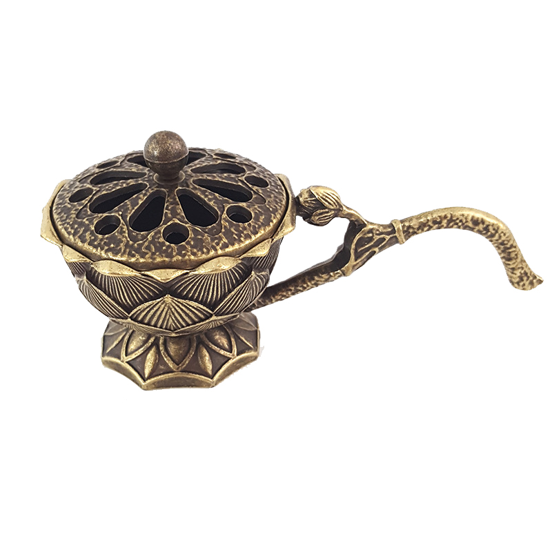 Metal Lotus Incense Burner Bowl Incense Holder With Handle Yoga Home ...
