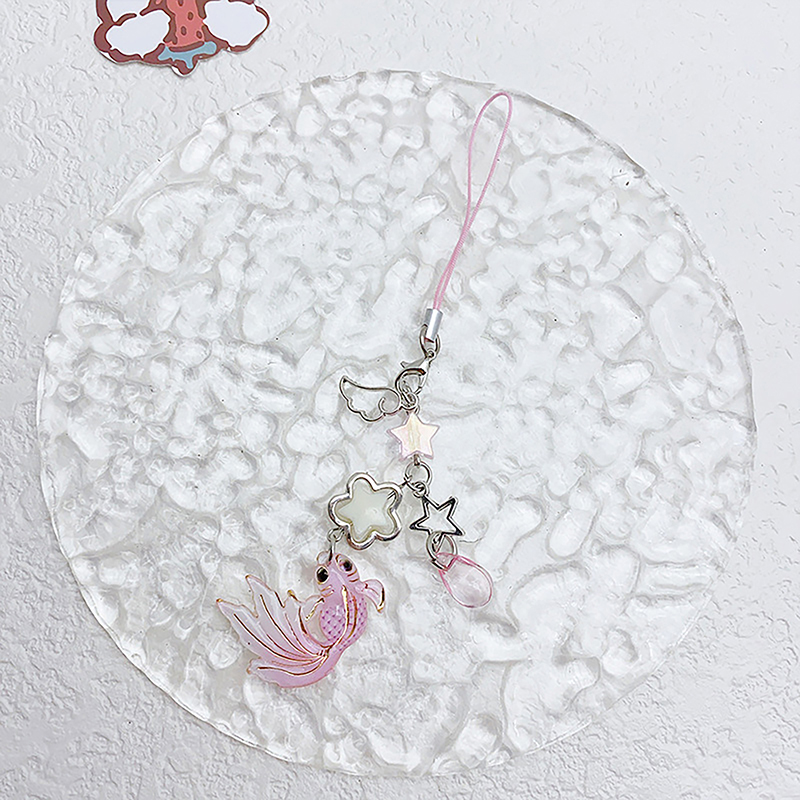 Y2K Aesthetic Goldfish Phone Chain Star Beaded Gold Fish Mobile Phone ...