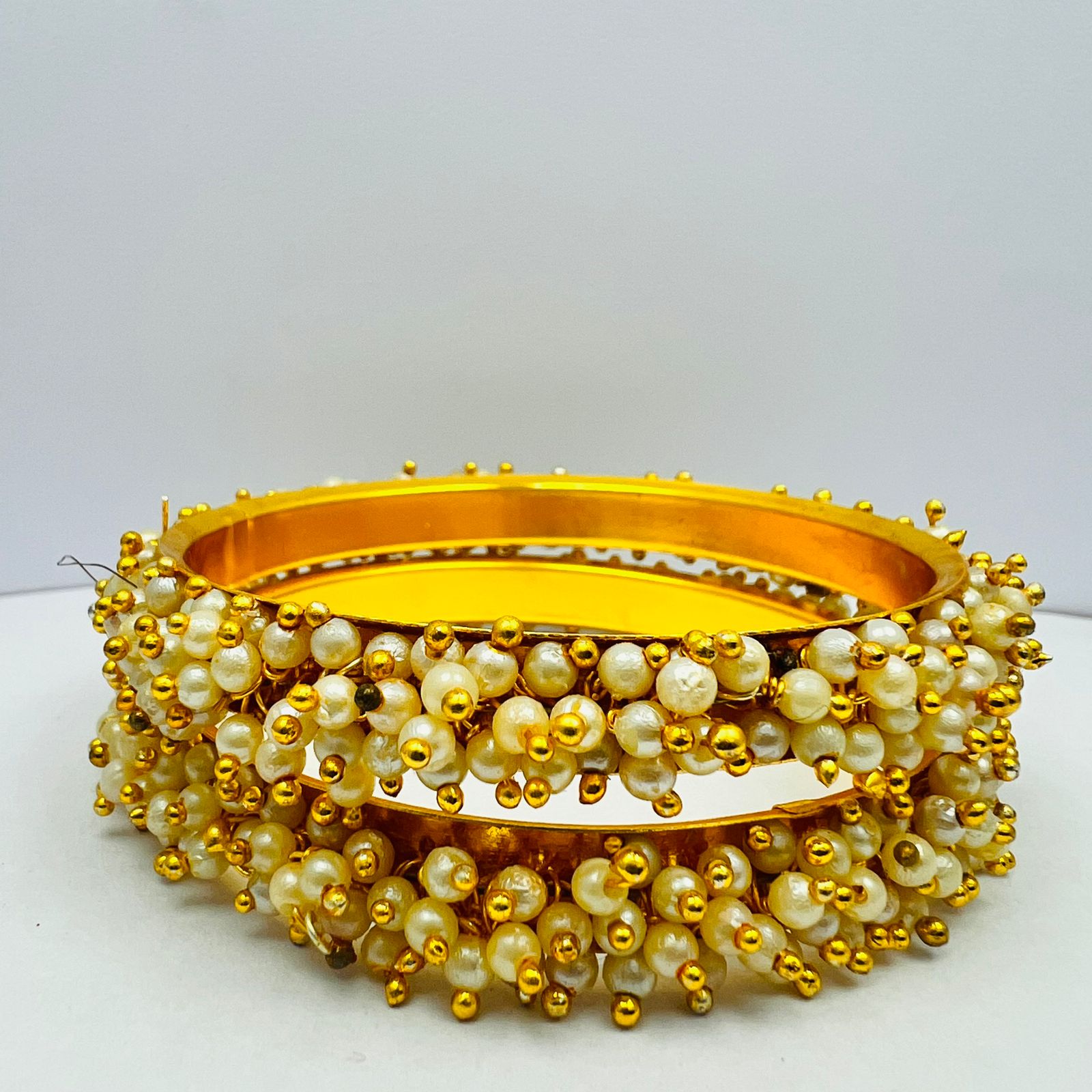 Gold color bangal Effulgent Fashion Jewelry Indian Bollywood off white ...