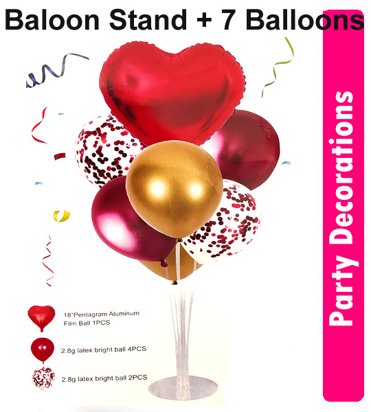 7 Tubes Balloons Stand Holder Column with 7 Balloons Happy Birthday ...