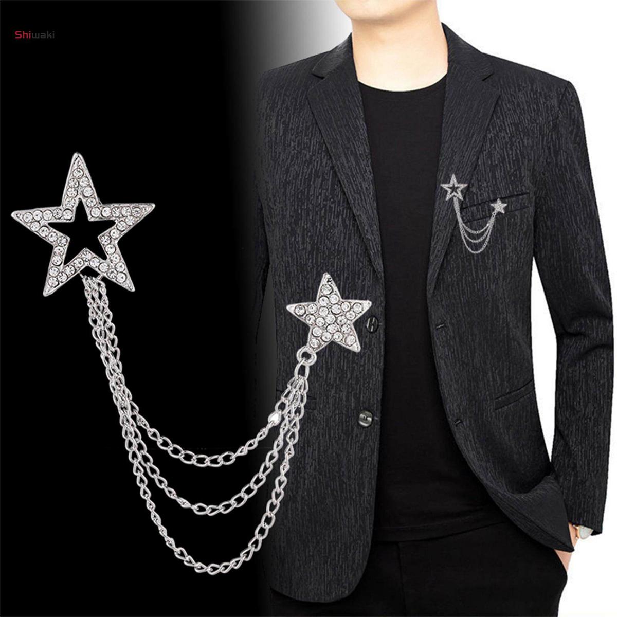 Suit Brooch with Chains Star Brooch for Men Wedding Brooch Pin Chain Brooch for Men Suit Men s Brooch Suit for Career Suit Shirts Coat Tuxedo Daraz.lk