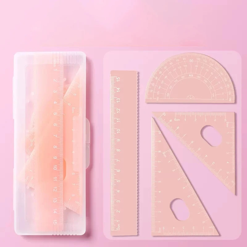 4 s/box Jelly Color Rulers Triangle Protractor Straight Ruler Math ...
