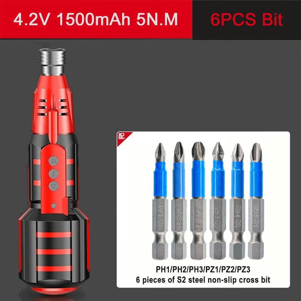 mini screwdriver 4.2V 1500mAh 5Nm Electric Screwdriver Household Wireless Handheld Cordless ...