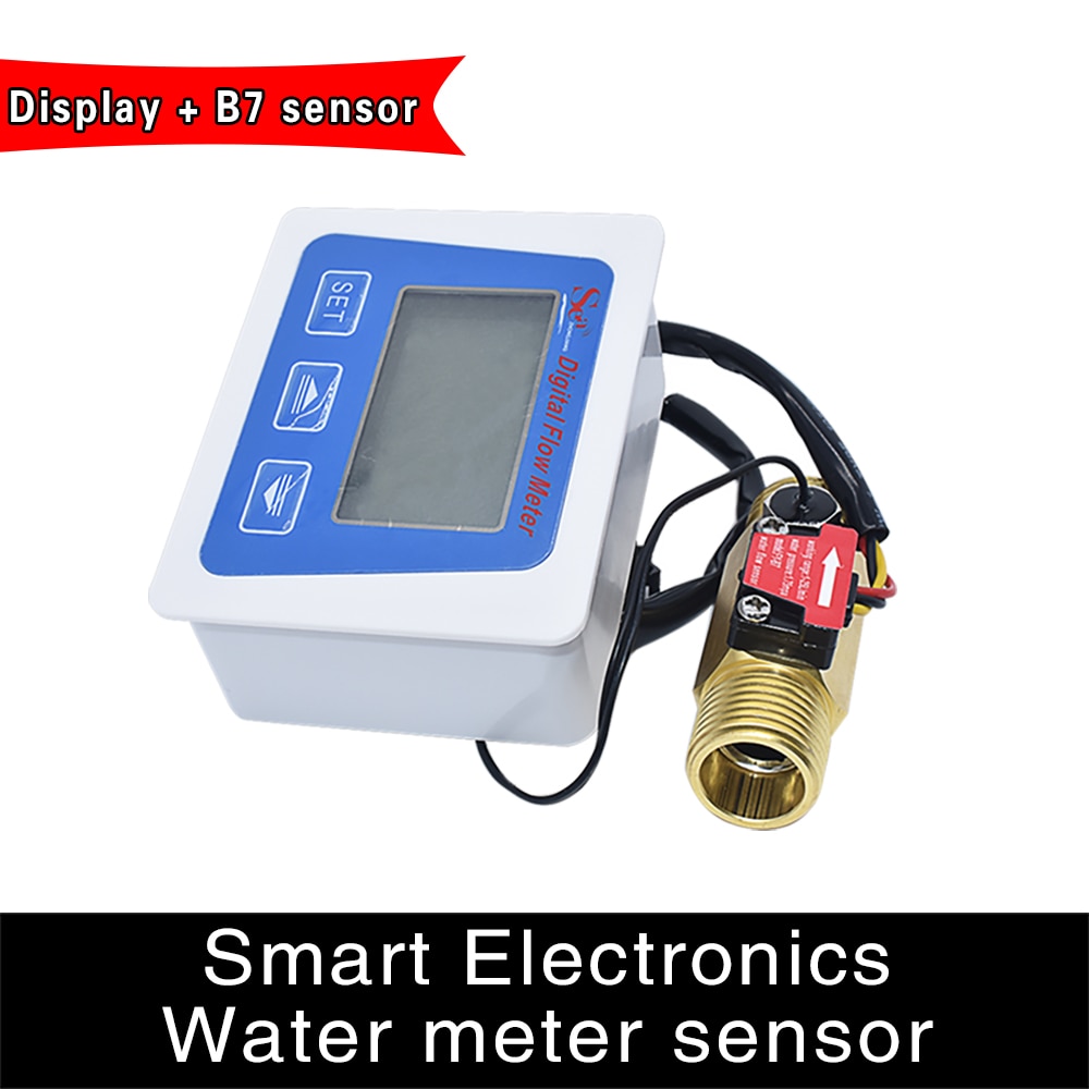 Digital LCD display Water flow sensor meter flowmeter totameter ...