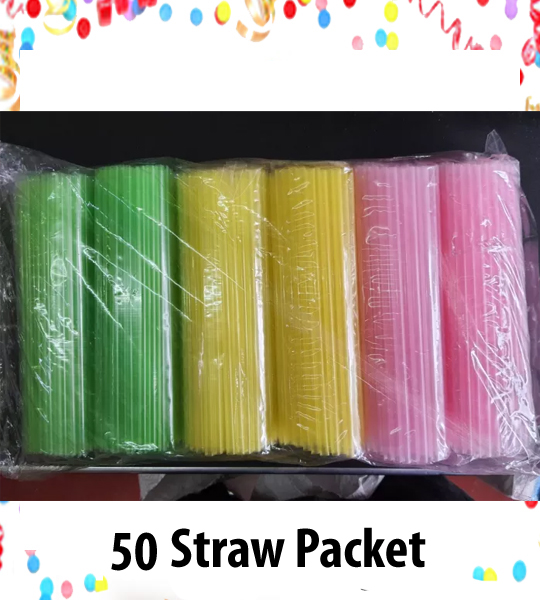 Plastic Straw 50 Pieces Multi Color Packets 3mm 10 Inch | Daraz.lk