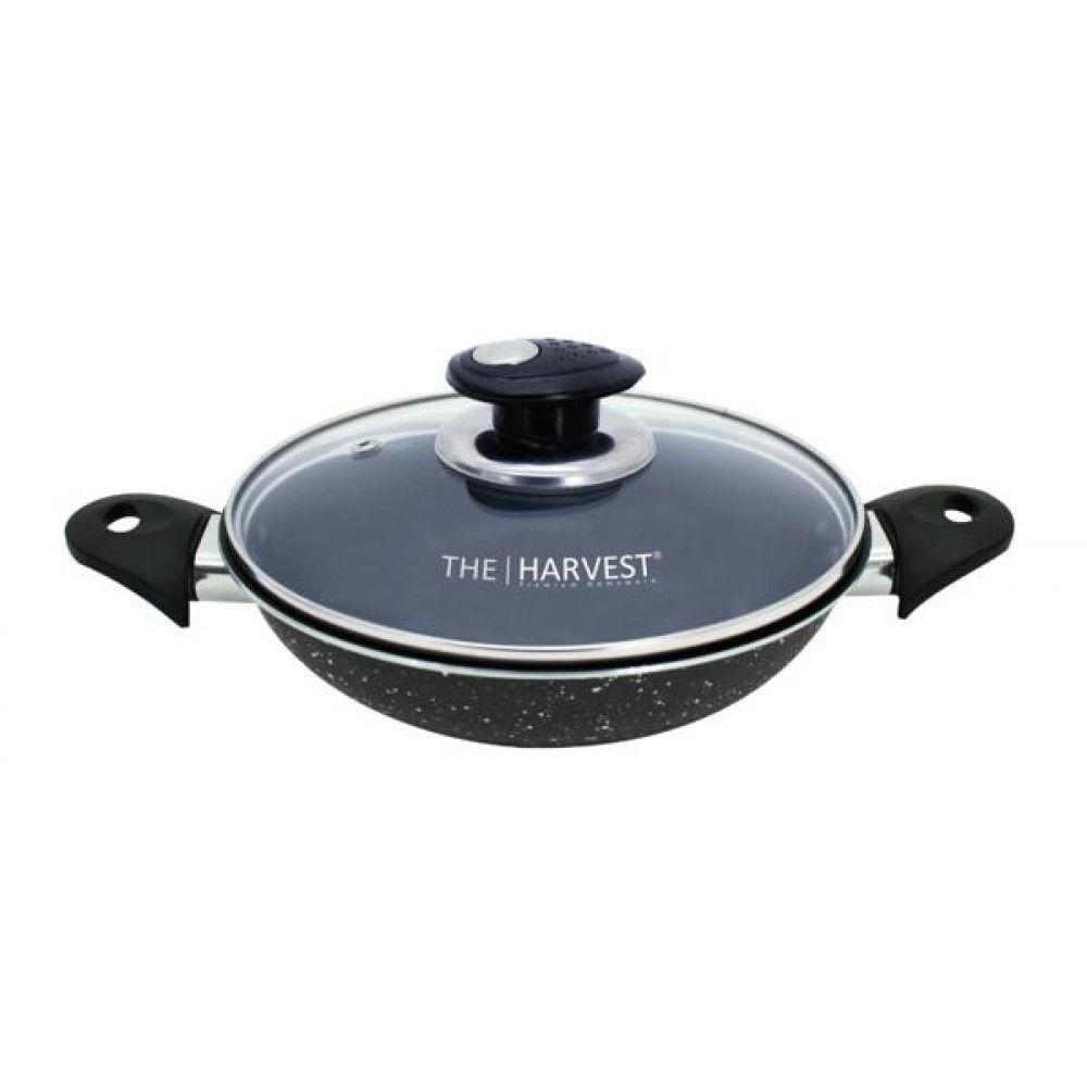 The Harvest 18cm Non Stick Hopper Pan with Glass Lid Made With High ...