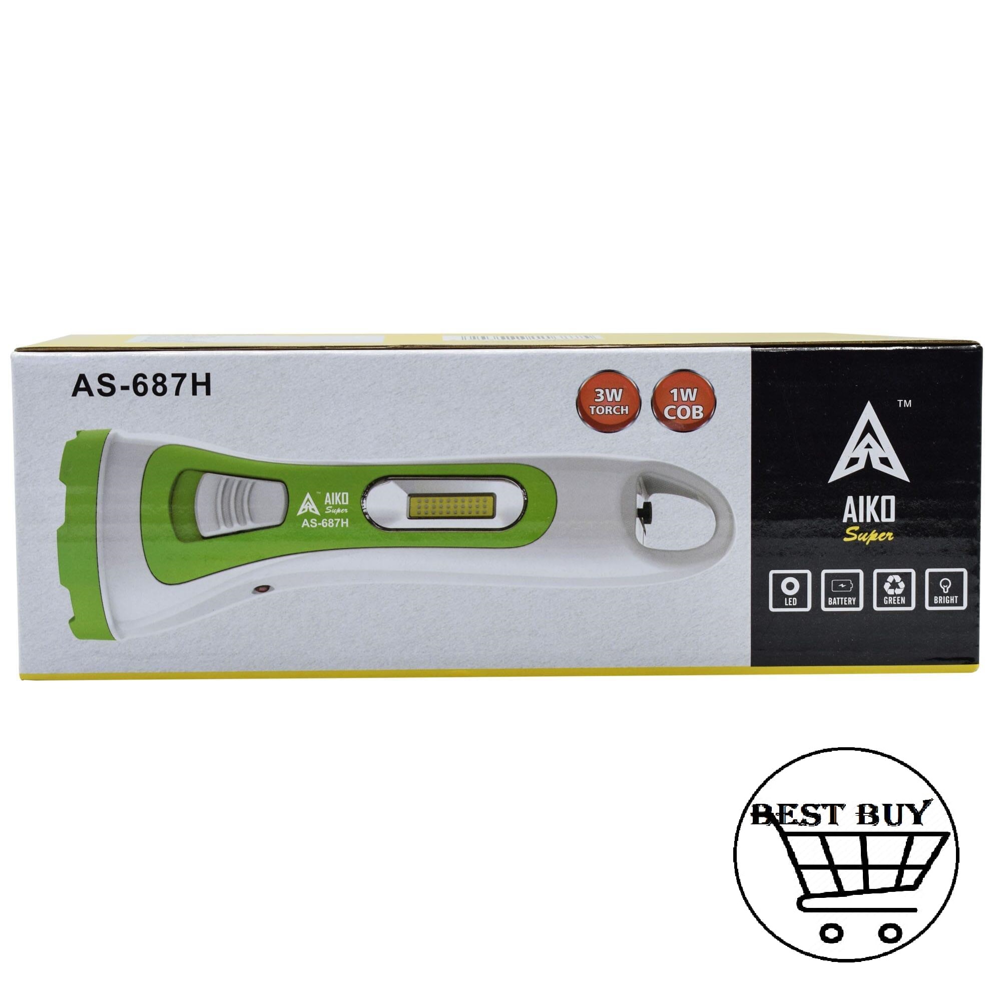Aiko Rechargeable Led Tourch Light AS-687H | Daraz.lk