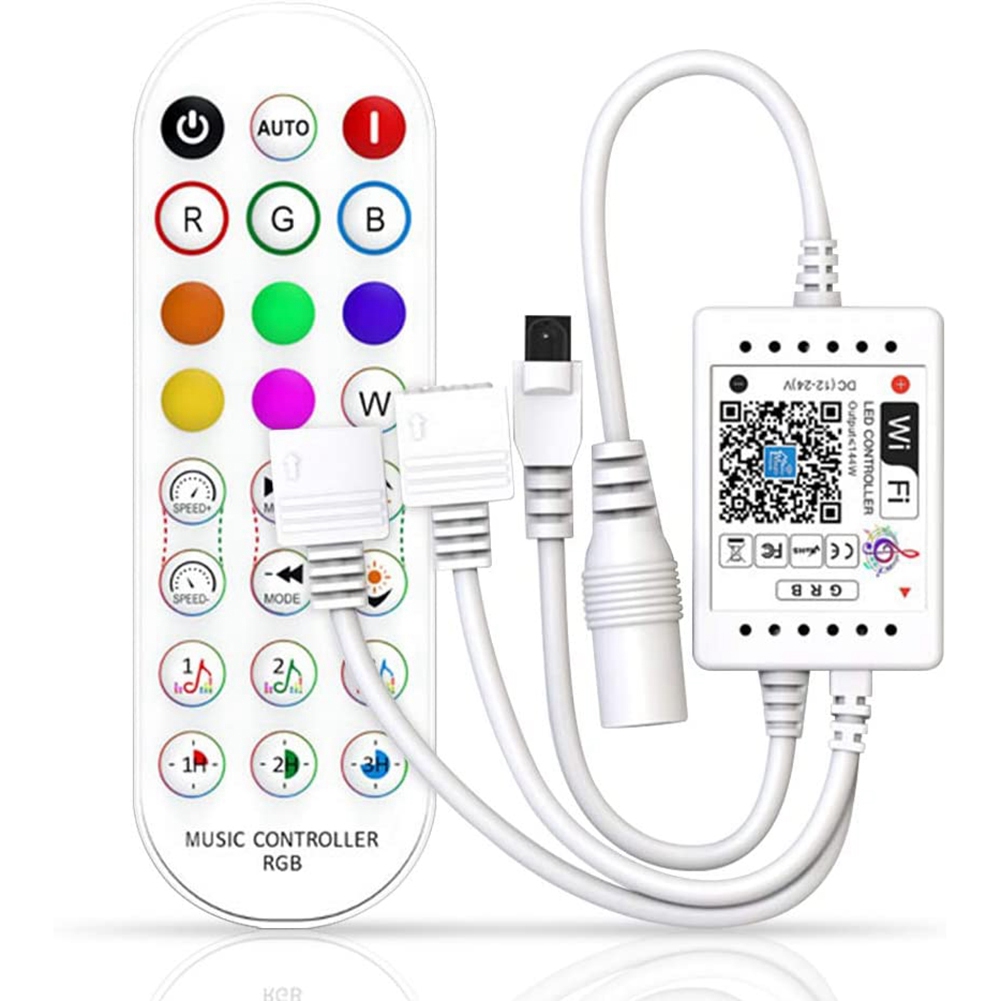 WiFi Smart RGB Music Controller for LED Strip Light + Infrared Remote Control 24 Keys Wireless ...