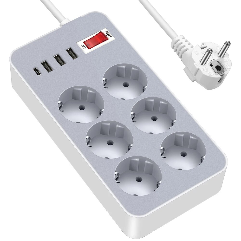 Power Surge Protection Plug 6/8 AC Outlets Power Multi Tap 10A 110V ...