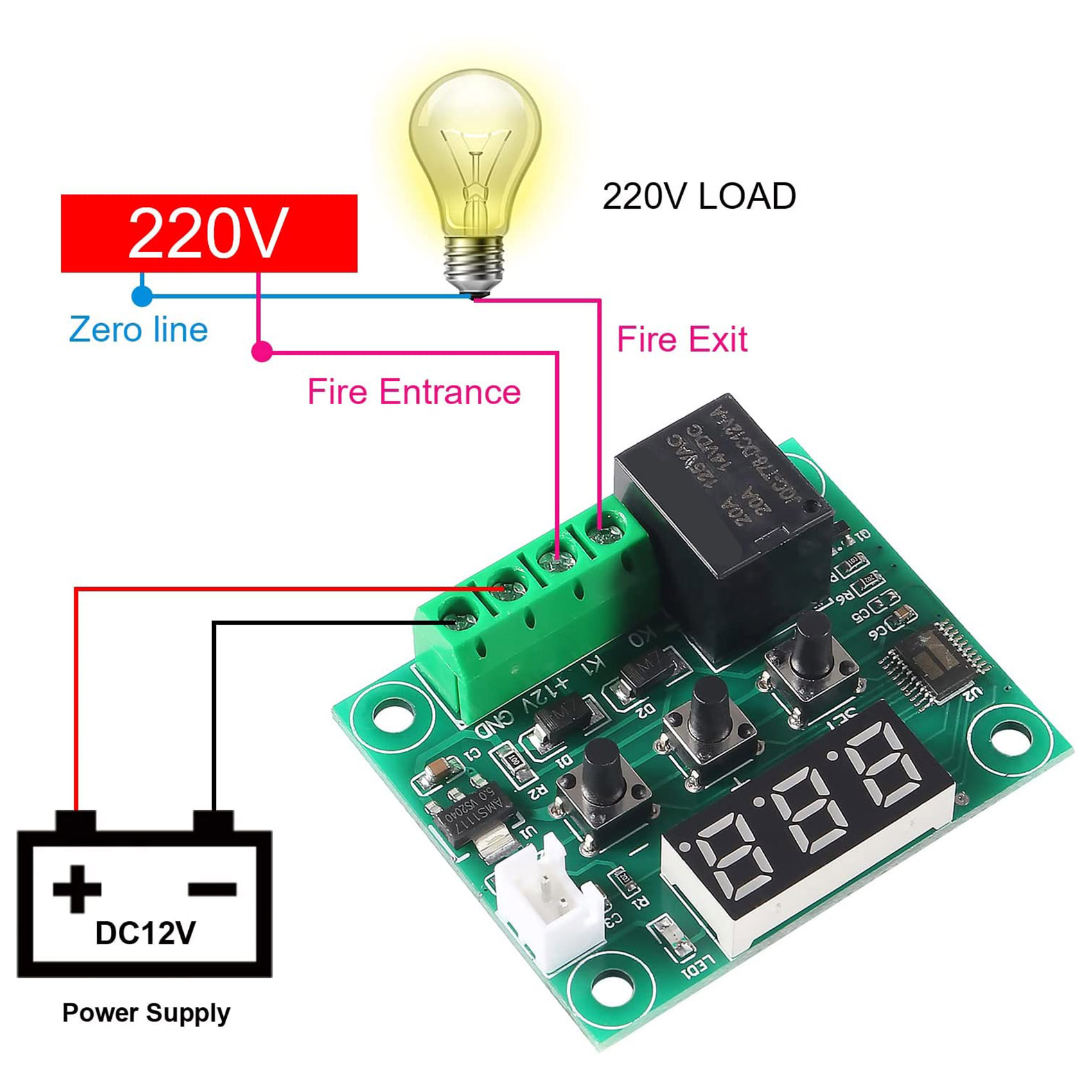 LKPCIGCXM W1209 DC 12V Digital Temperature Controller Board -50-110°C ...