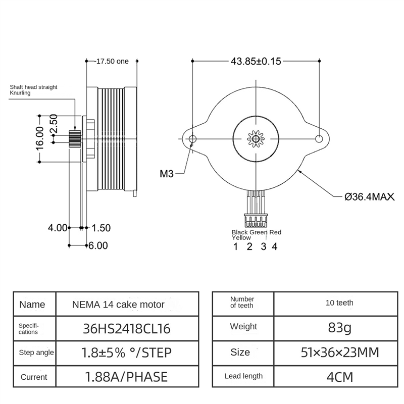 NEMA14 36mm Round Pancake Stepper Motor | Daraz.lk