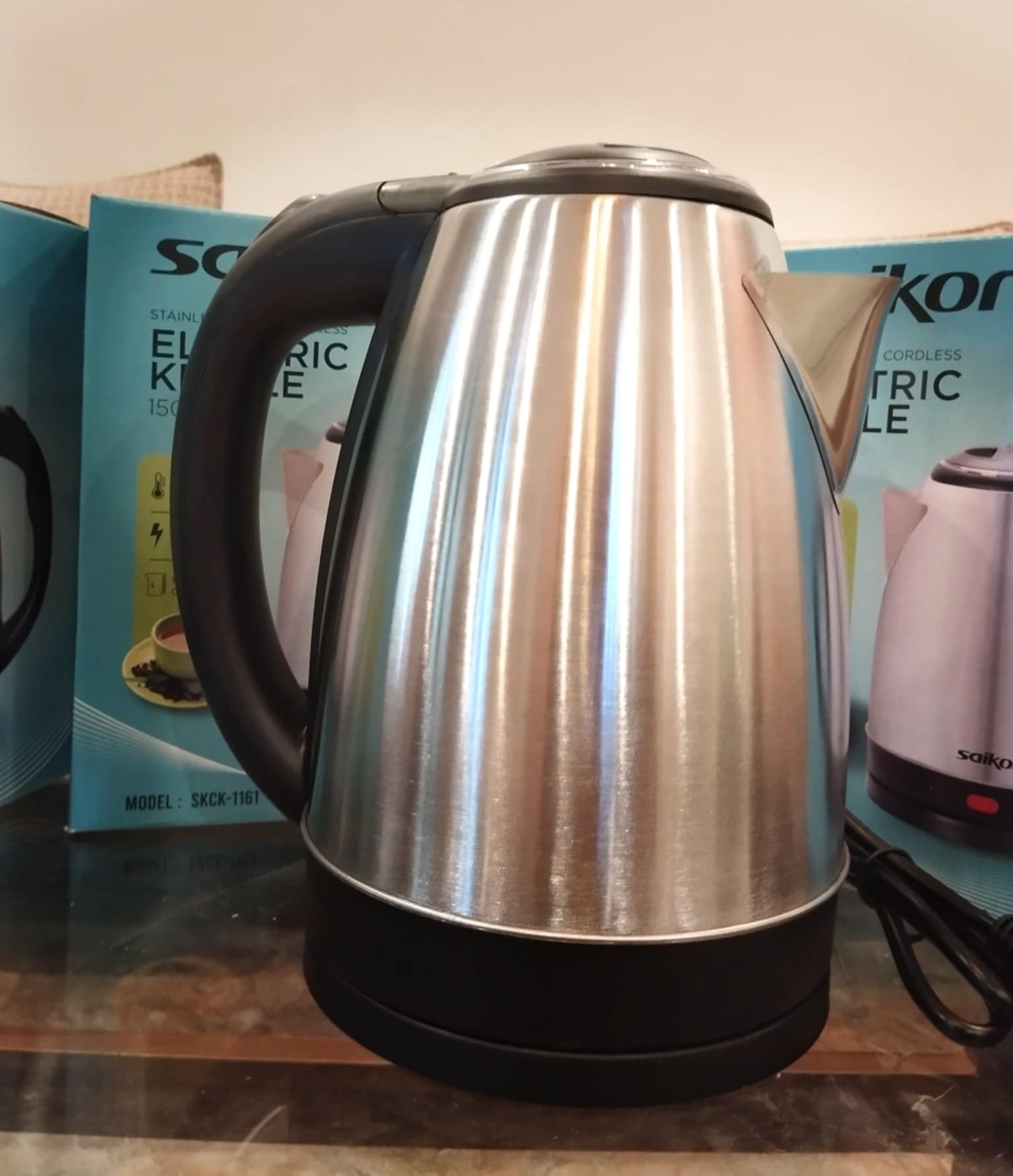 Saikon/Ecopower/Target Electric kettle stainless steel 1.8 L cord less ...