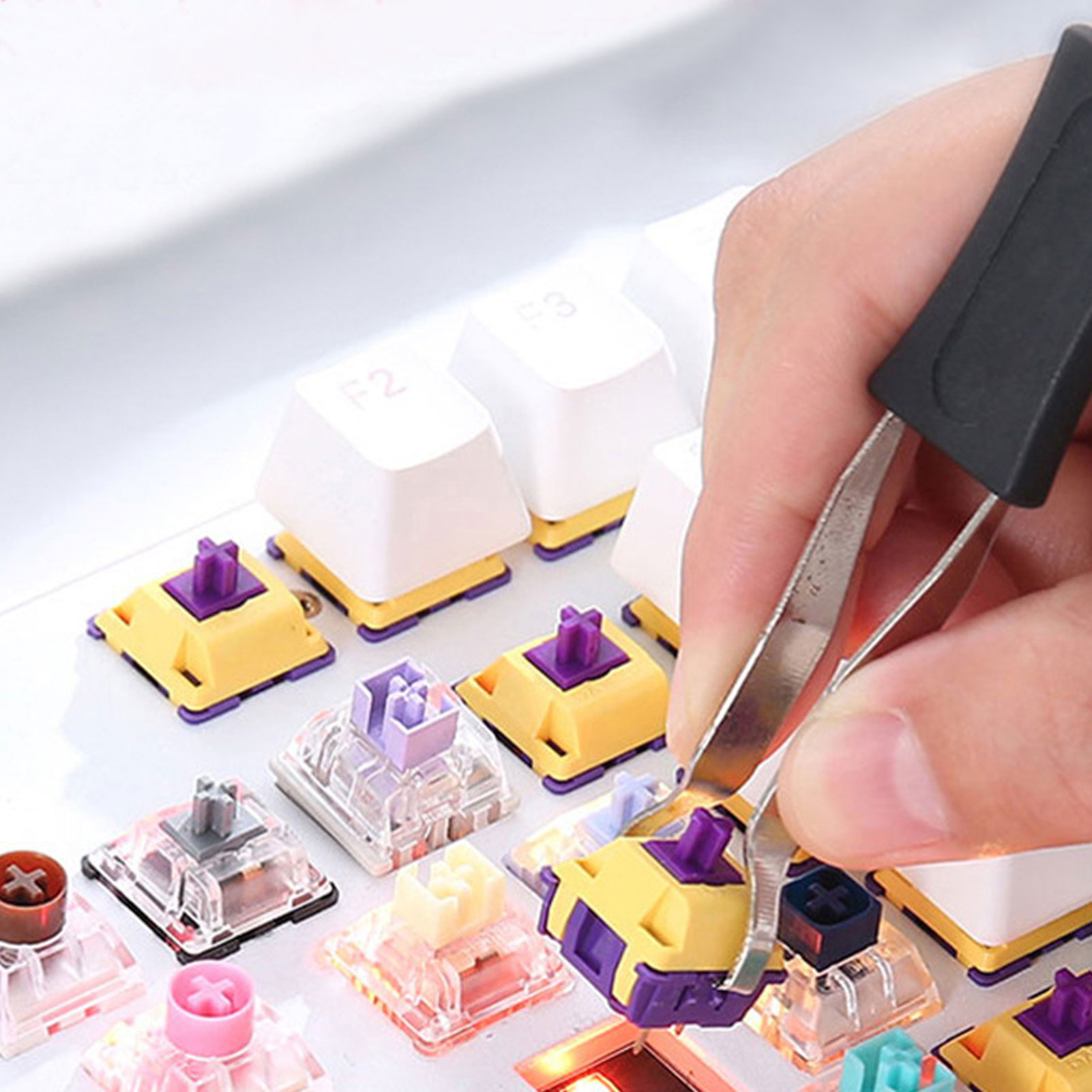 2 In 1 Key Switch Puller Keycap Puller Wire Switch Mechanical Keyboard ...