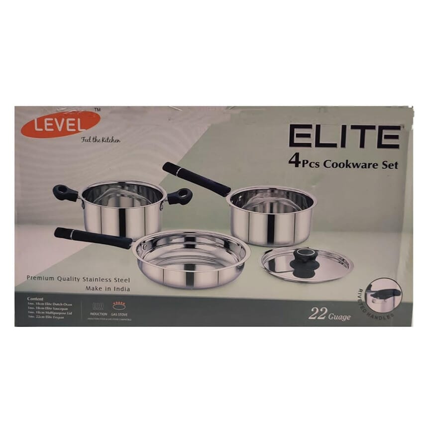 Elite Induction Support Stainless Steel 4 Pcs Cookware Set | Daraz.lk