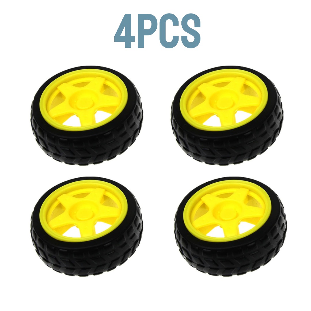 Smart Robot Car Tyres (Tires) 65mm Wheels For Arduino BO Gear Motor ...