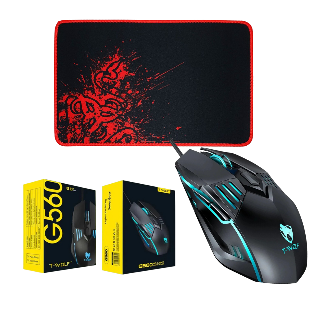 T-WOLF RGB luminous colourful backlight Gaming Mouse G560 + Q3 Gaming ...