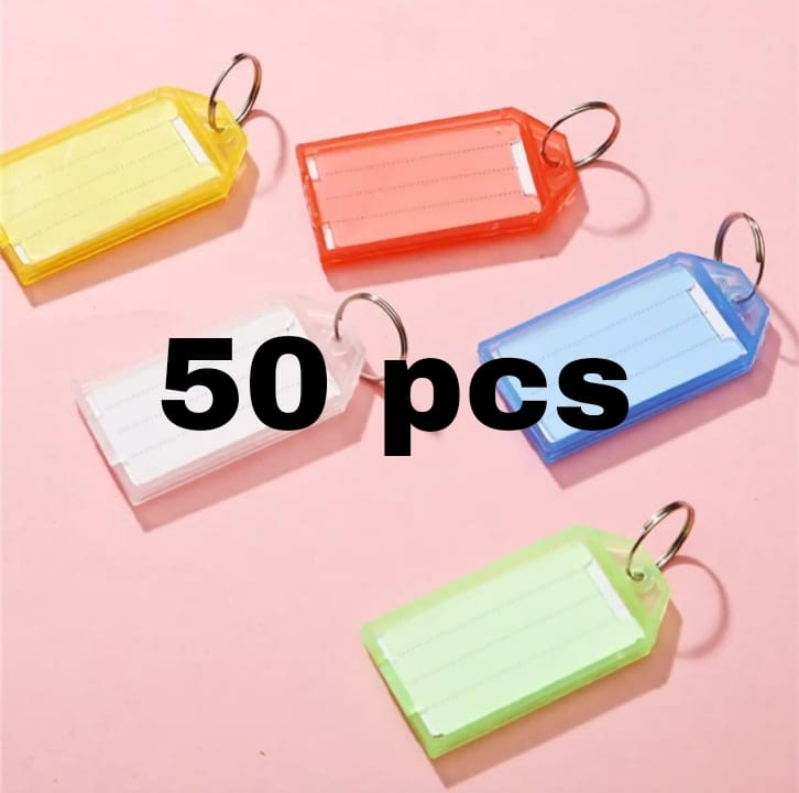 50pcs Plastic Keychain Key Tags Label Numbered Name Baggage Tag ID ...