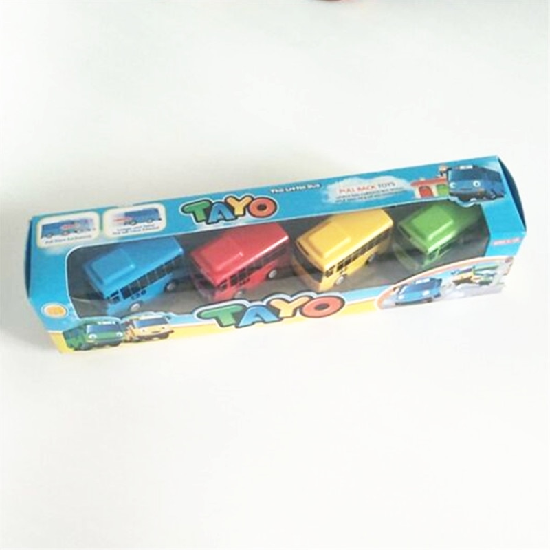 New 4pcs/set Tayo the Little Bus Mini Plastic Pull Back Blue Tayo Red ...