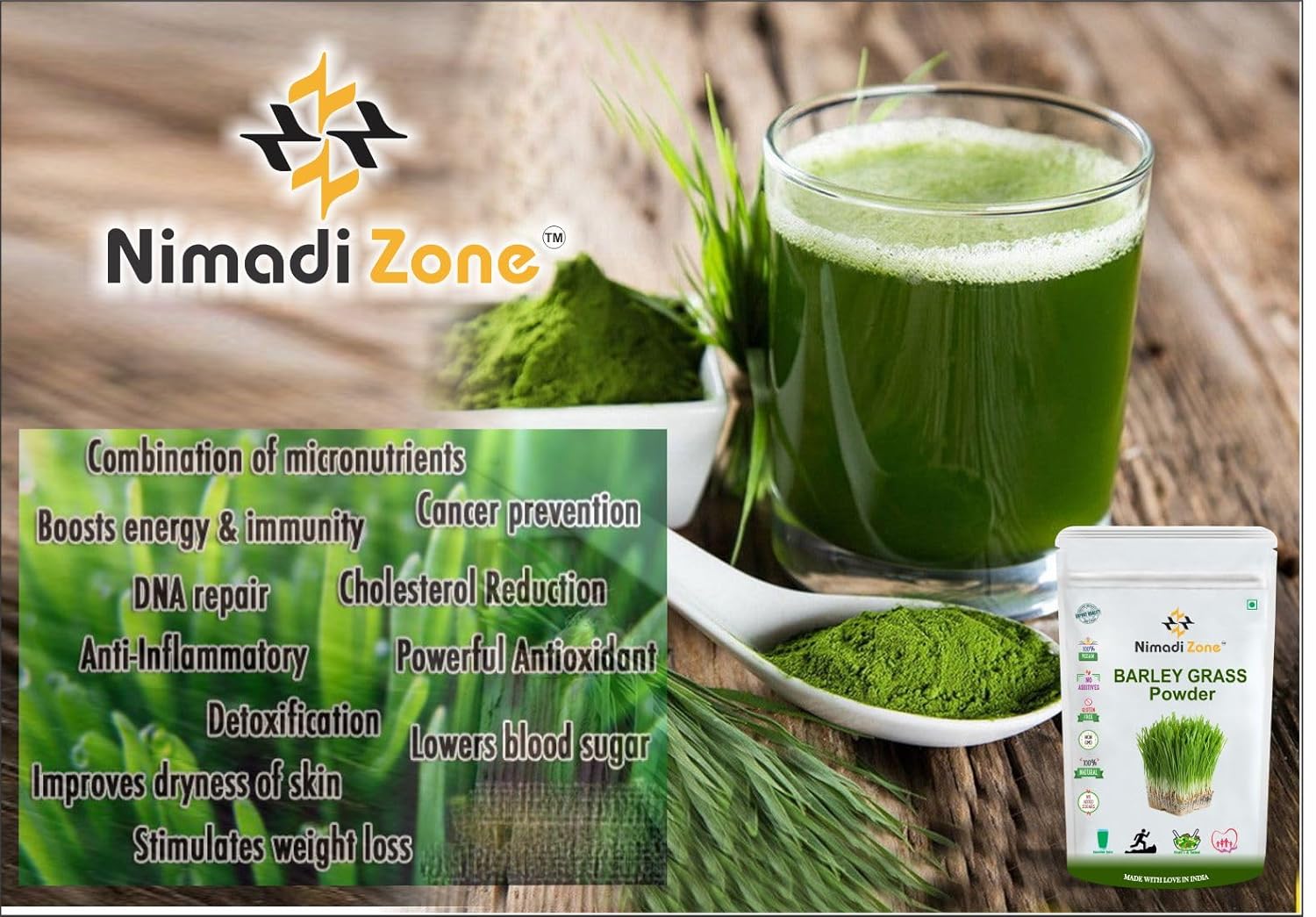 Nimadi Zone Barley Grass Juice Powder | Super food | Natural, Alkaline ...