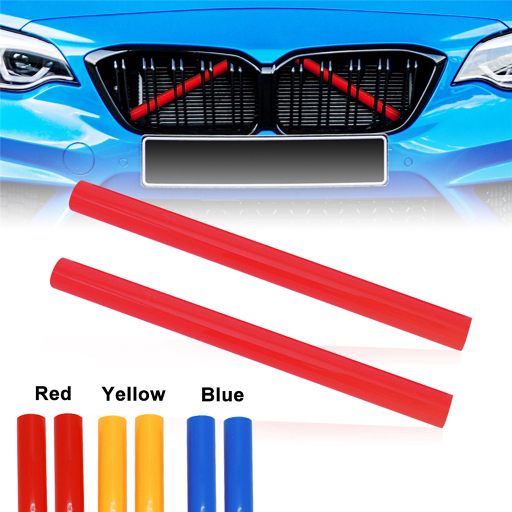 Sport Style Strip Cover Frame-2 x Front Grille Trim Strips-Blue | Daraz.lk