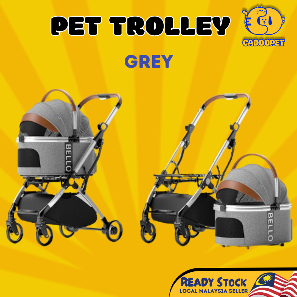 Pet Stroller Foldable 4 Wheel Bello Pet Trolley for Dog and Cat 2 Layer ...