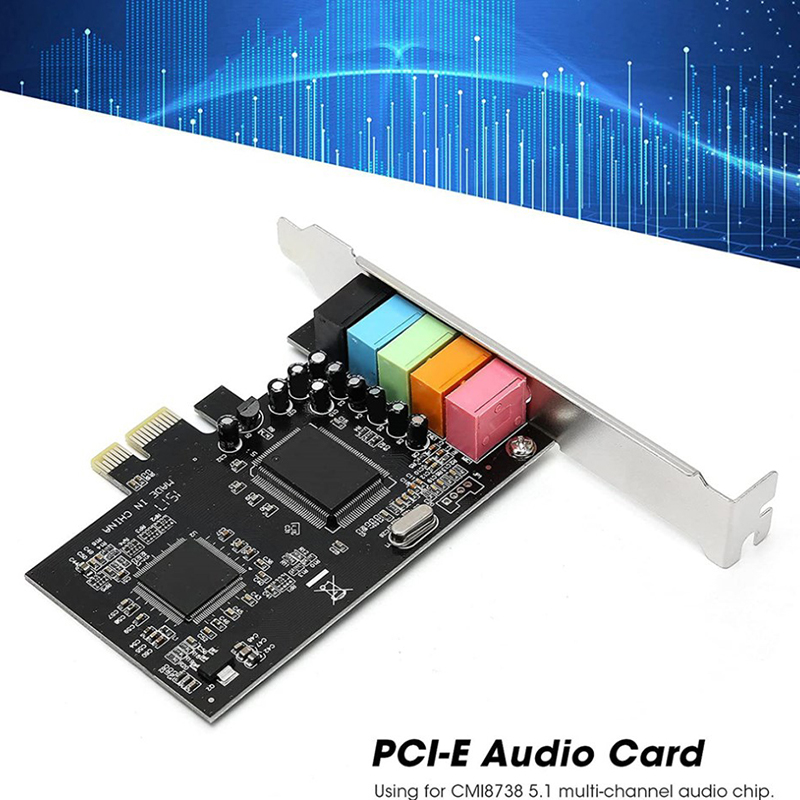 PCI-E 5.1 Sound Card Computer PCIE 5.1 Channel 3D Audio 6 Channels 3D ...
