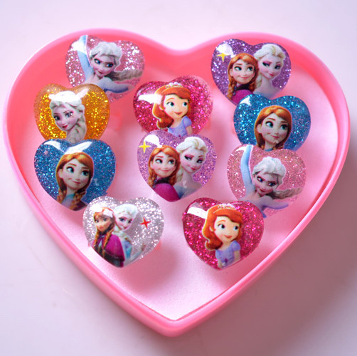 10pcs Set Princess Children Ring Boxed Girl Frozen Elsa Ring Children ...
