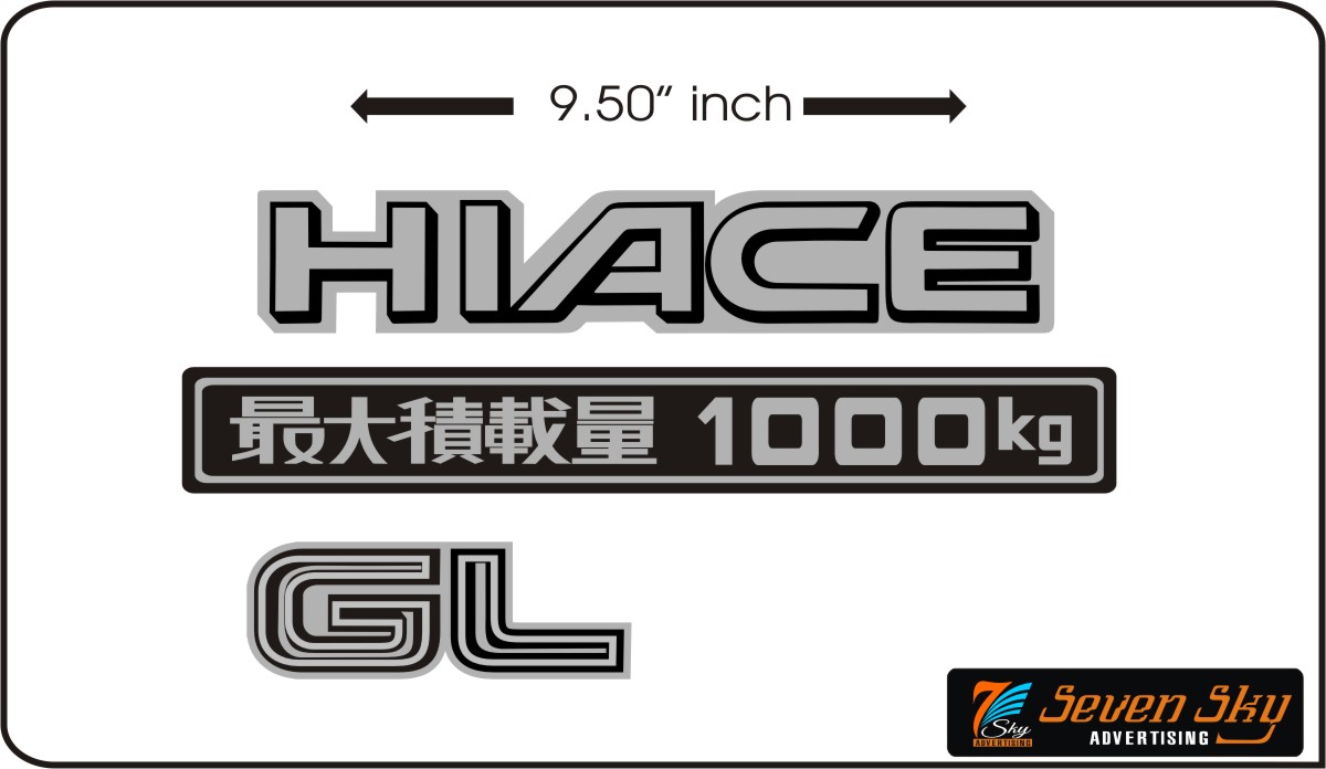 HIACE GL Van Body Stickers Silver & Black Color High Quality PVC ...