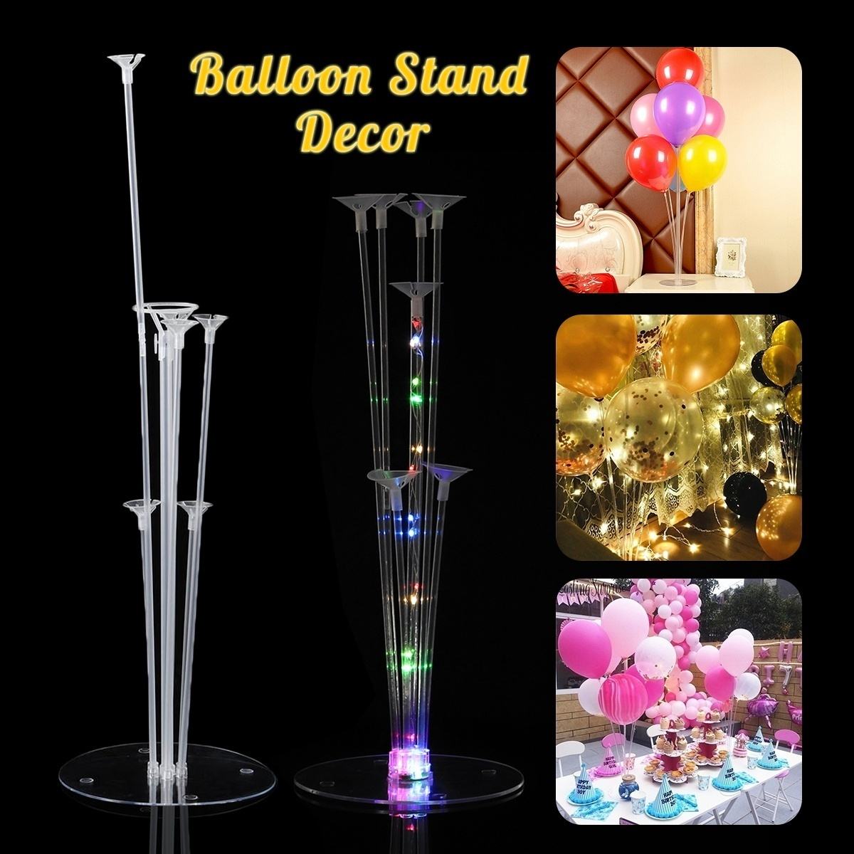 70cm 7-Tubes LED Balloons Stand Column Confetti Balloon Holder Birthday ...