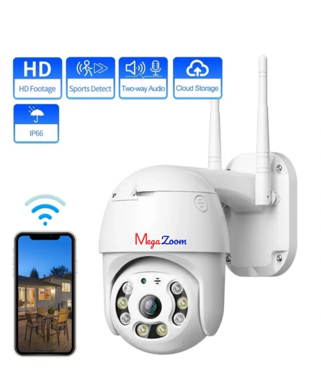 WIFI Outdoor IP Camera PTZ Al Security Camera Digital Zoom Wireless ...