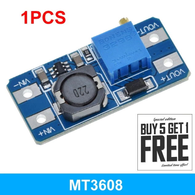 Step up converter Boost converter DC 2A Adjustable Voltage MT3608 ...