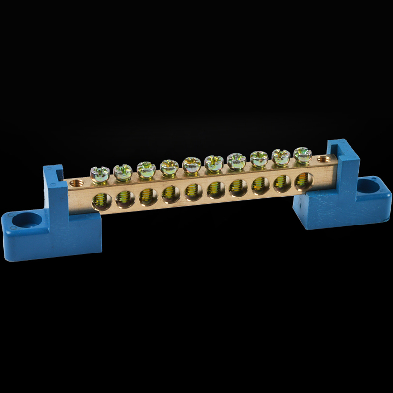 Terminal Block Blue Terminal Bus Bar 10 Positions Screw Brass Terminal ...