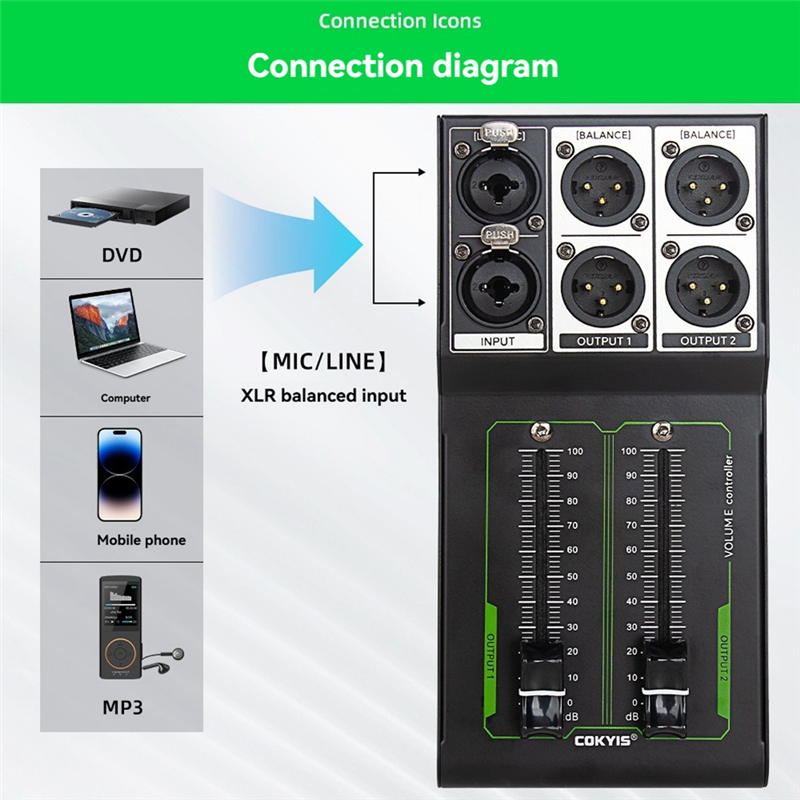 Passive Volume Controller 1 in 2 Out No Noise Input and Output Sound ...