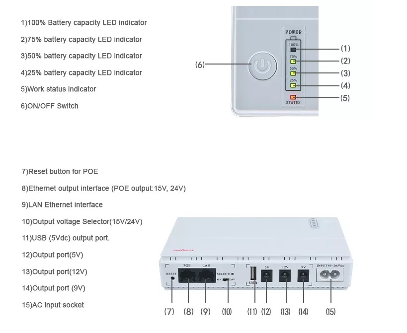 12V/9V/5V Uninterruptible Power Supply - Mini UPS/ Power Backup ...